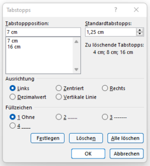 Tabstopps in Word setzen, verschieben, entfernen