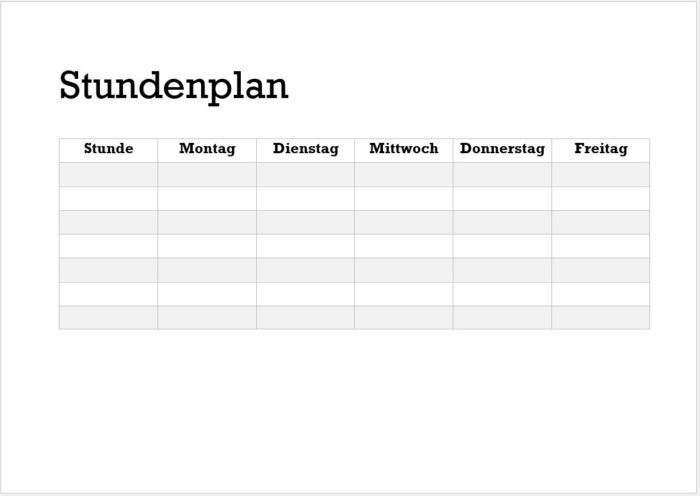 Stundenplan Vorlagen | Tipps & Tricks
