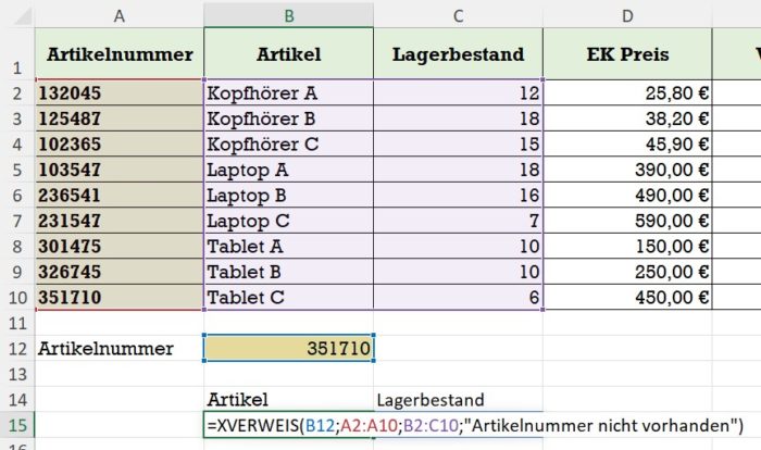 Der Excel XVerweis einfach erklärt mit Beispielen